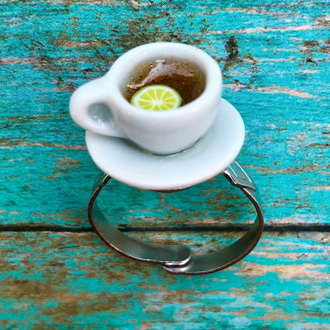 Calming English Tea Ring, Teacup Ring, Tea Party Ring, Slice of Lemon ...