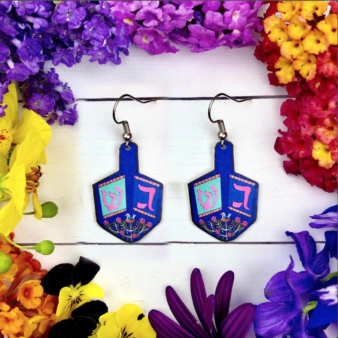 Hanukkah Earrings, Jewish Earrings, Dreidel Earrings, Hanukkah Jewelry ...