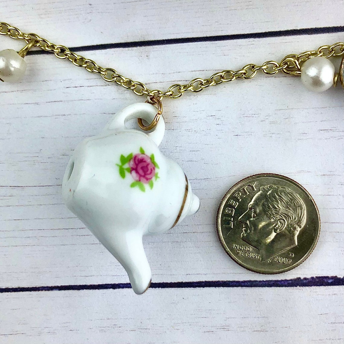 Teapot Necklace With Pearls Teacup Necklace Teacup Jewelry - Etsy