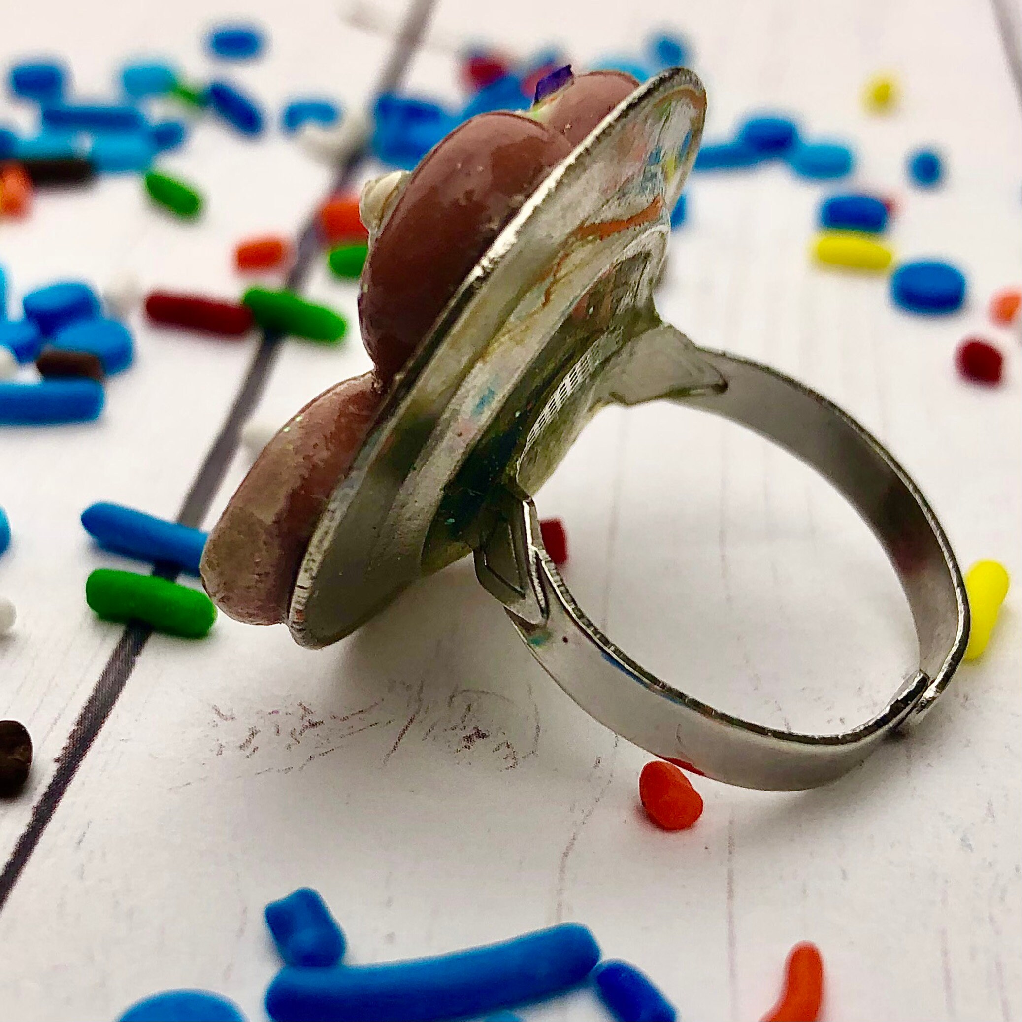 Donut Ring, Doughnut Ring, Donut Ring With Rainbow Sprinkles, Mini Food ...