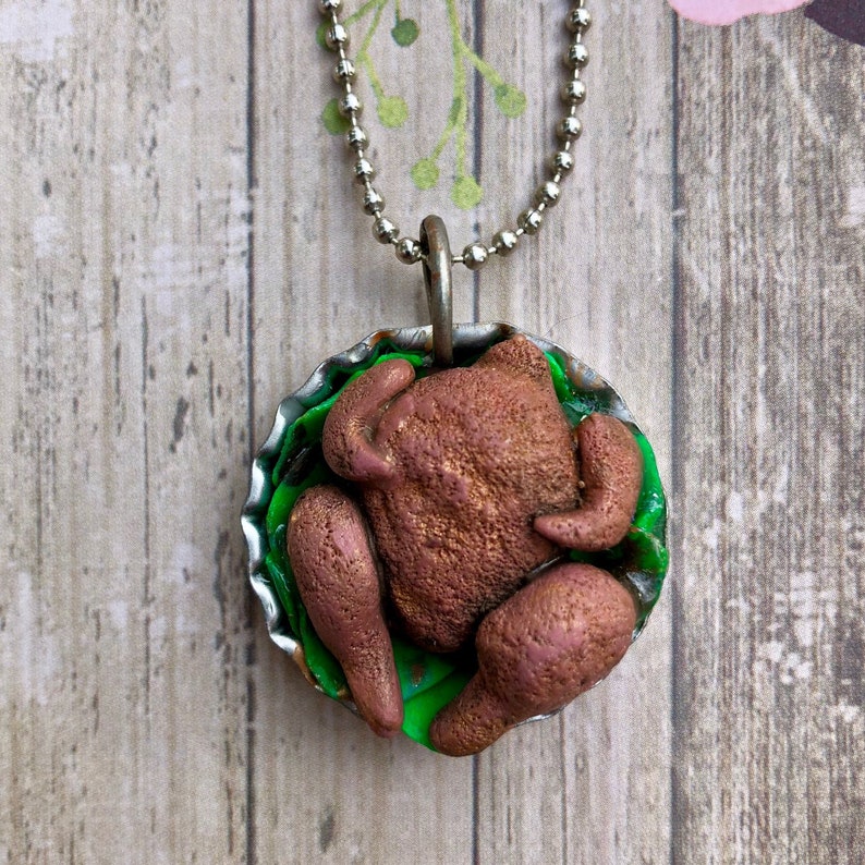Turkey Platter Necklace, Thanksgiving Necklace, Roasted Turkey Necklace ...