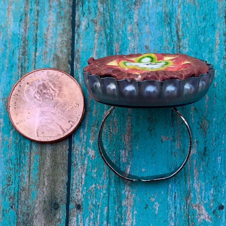Fruit Custard Pie Ring, Cute Bottle Cap Ring, Food Ring, Food Jewelry ...