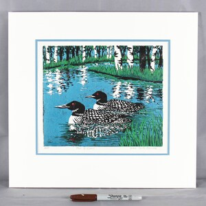 Pair of Loons Linoleum Block Print - Etsy