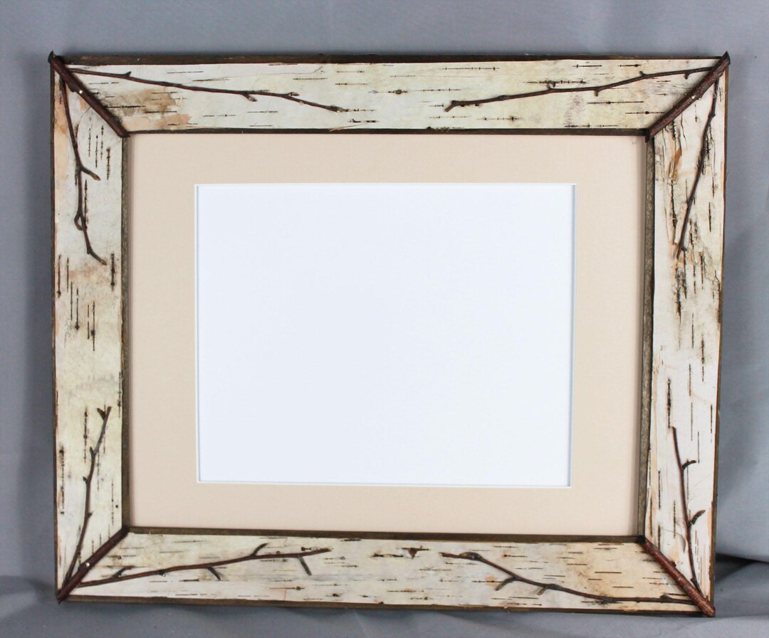 11 X 14 Birch Bark Frame With Glass, Backing and Mat - Etsy