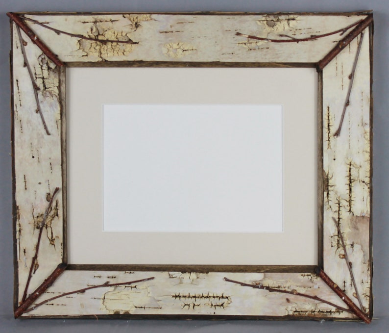 8 X 10 Inch Birch Bark Frame Adirondack Style Frame With Mat - Etsy