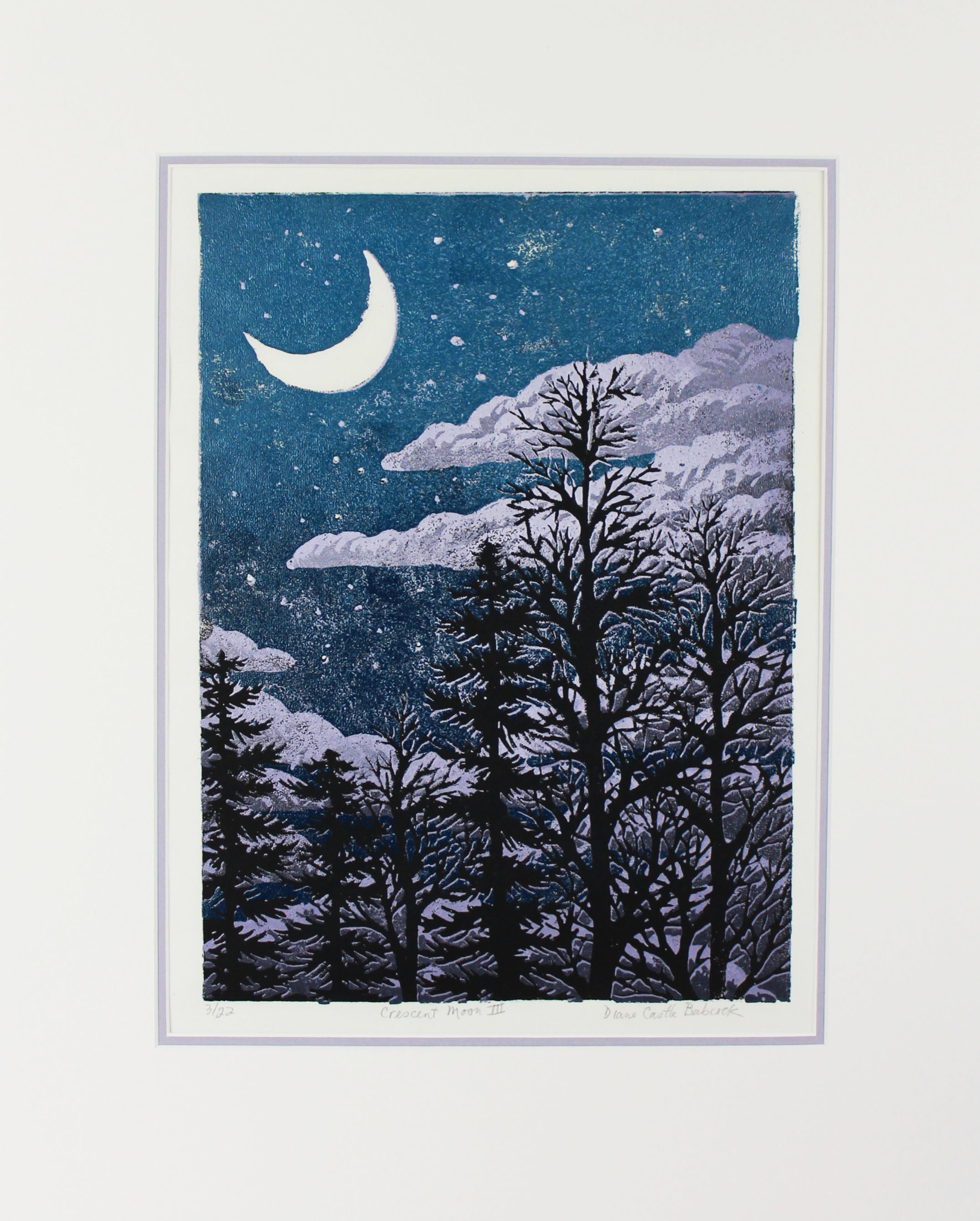Crescent Moon III 16 X 20 Matted Linoleum Block Print - Etsy