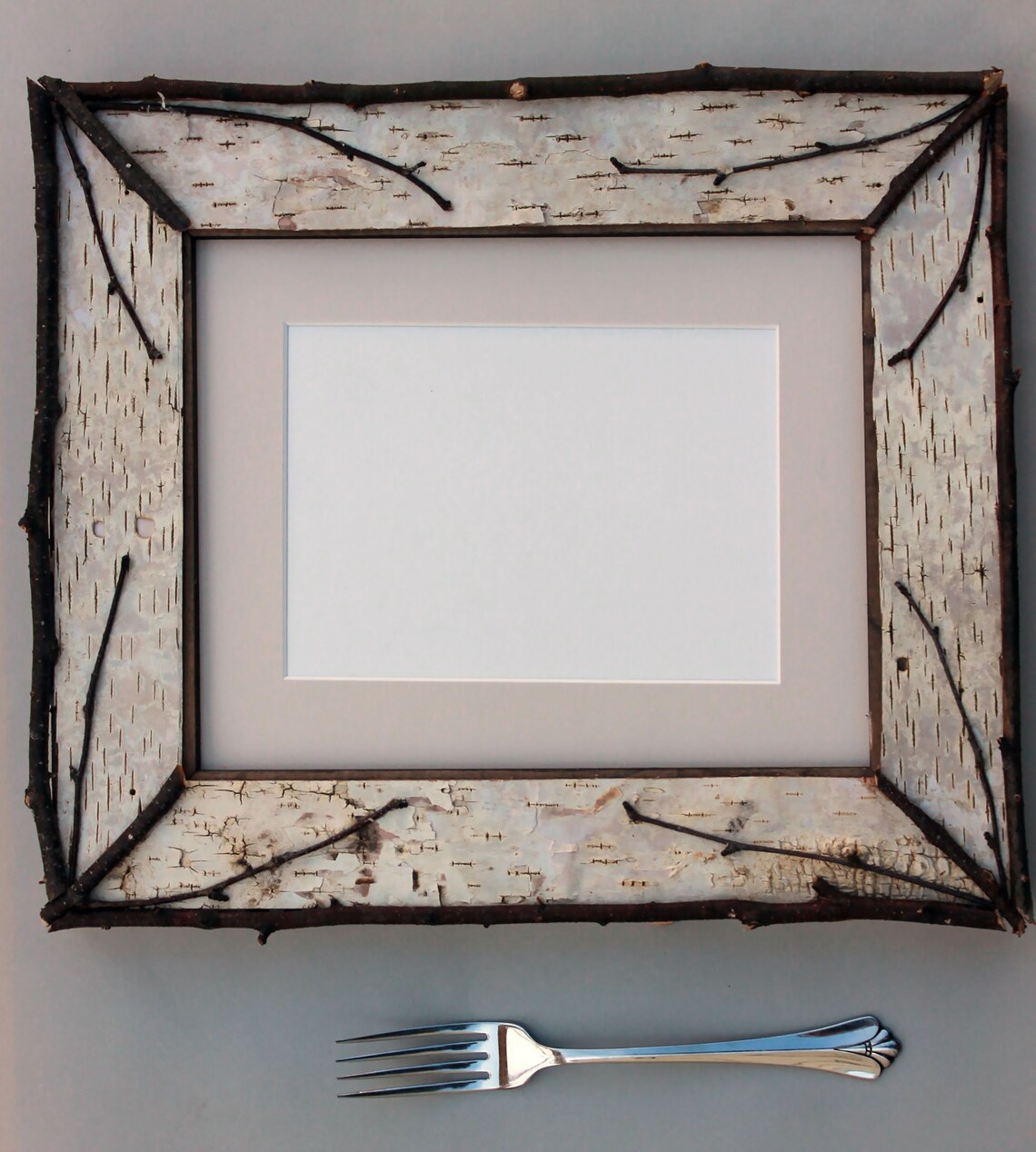 8 x 10 inch Birch Bark Frame Adirondack style frame with mat | Etsy