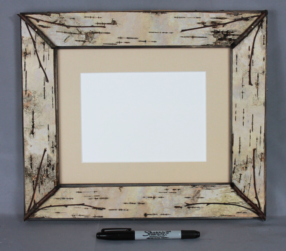 8 X 10 Inch Birch Bark Frame, Adirondack Style Frame With Mat to Fit a ...