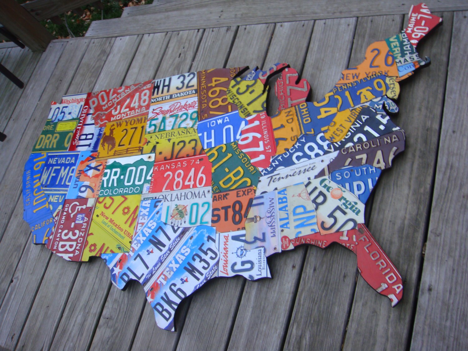 Large Cutout License Plate Map Art- All 50 States!!! - Etsy