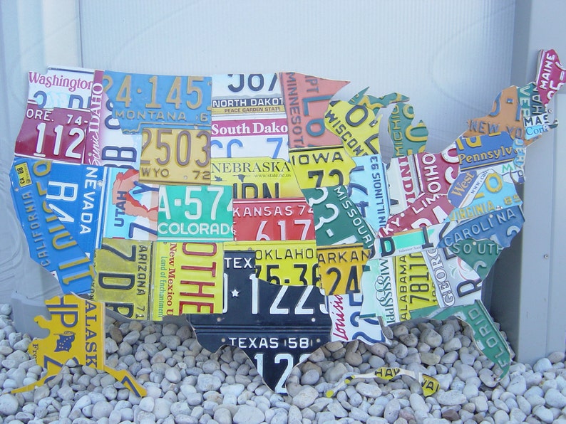 Cutout Hand Crafted License Plate Maps of the U.S.!!!! - Etsy