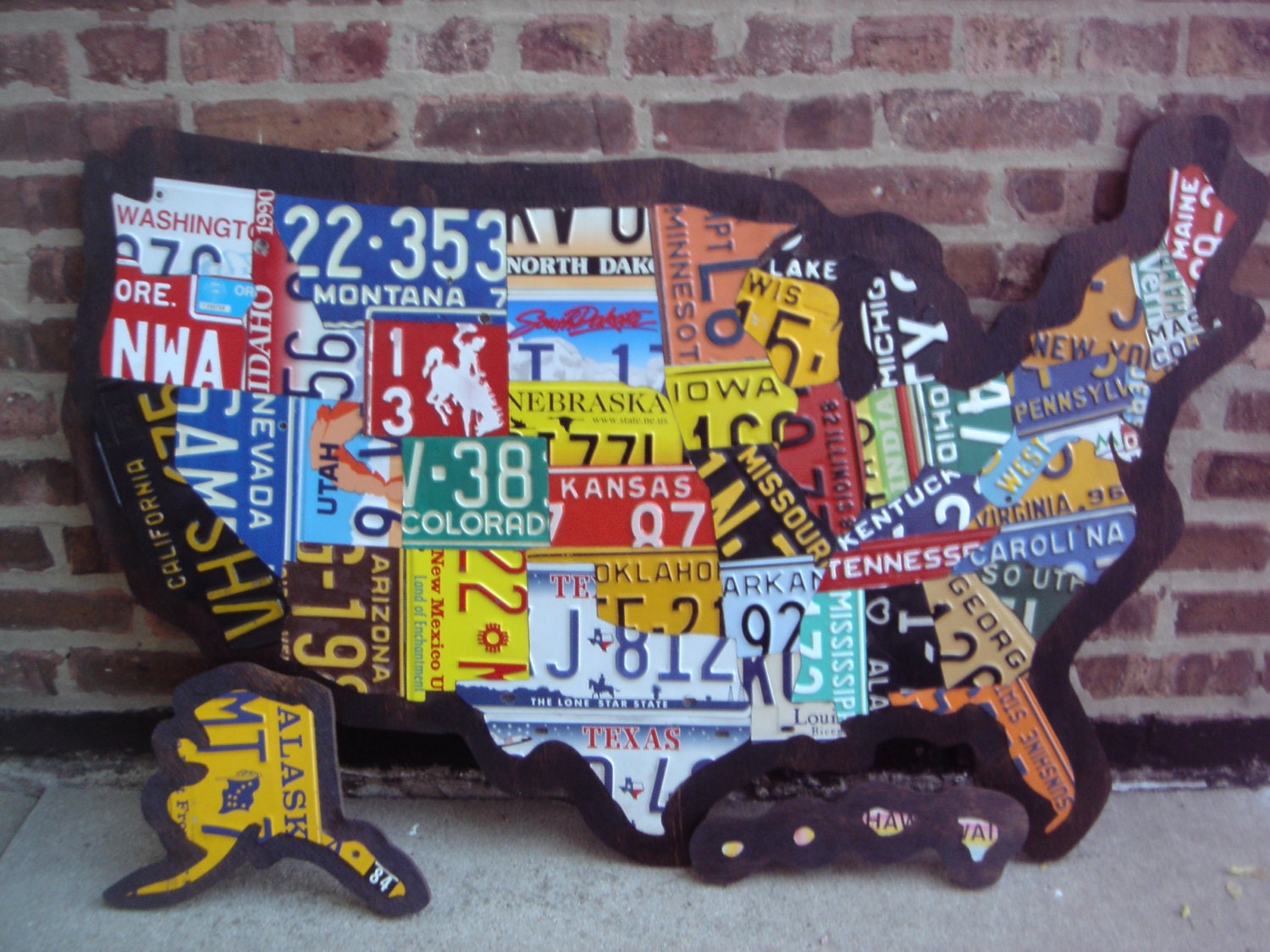 Cutout Hand Crafted License Plate Maps of the U.S.!!!! - Etsy