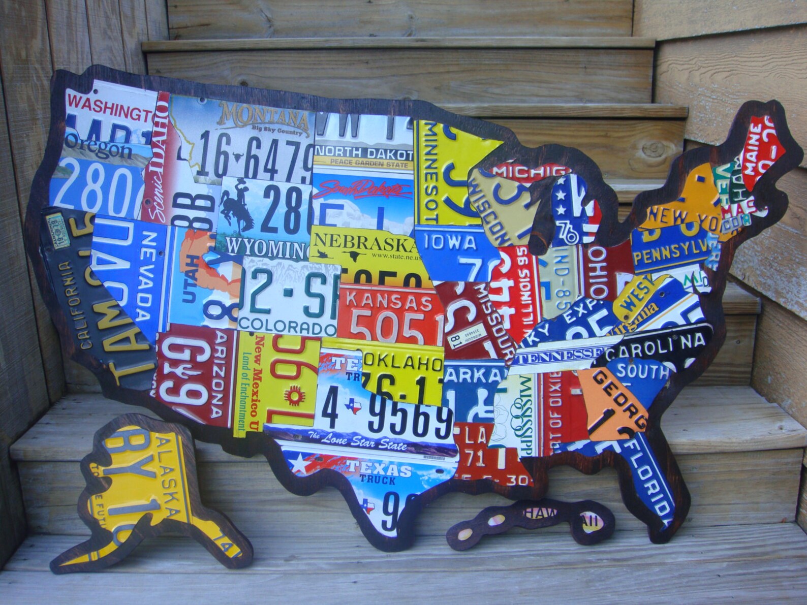 Cutout Hand Crafted License Plate Maps of the U.S.!!!! - Etsy