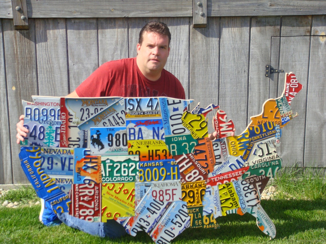 Large Cutout License Plate Map Art- All 50 States!!! - Etsy