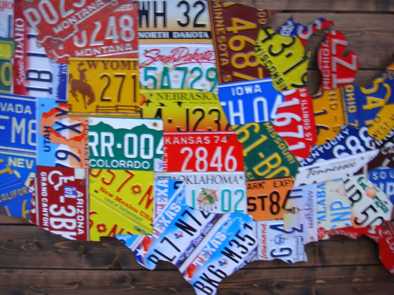 Large 3D-USA License Plate Map Art - All 50 States (pub Bar Art) - Etsy