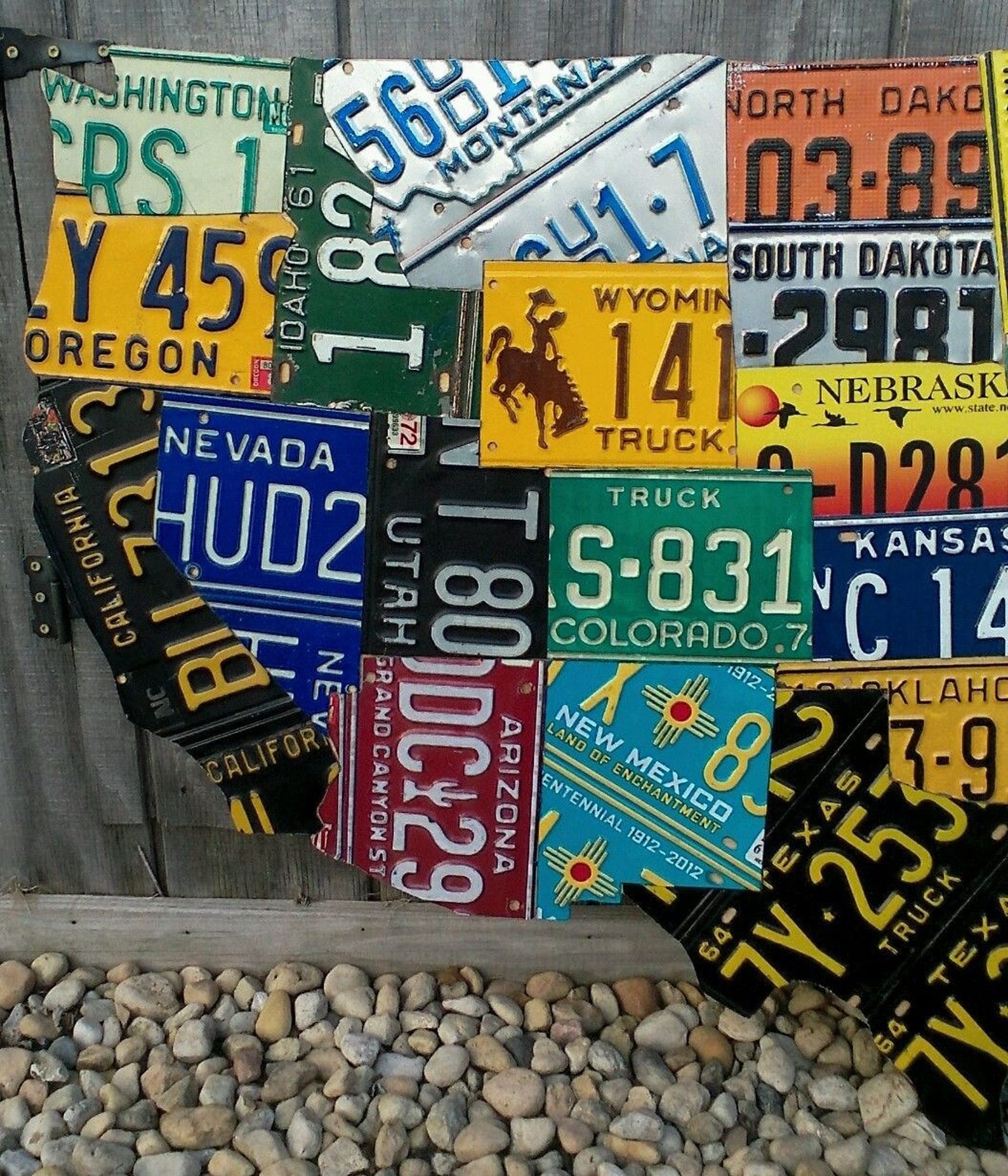 Large Cutout License Plate Map Art- All 50 States!!! - Etsy