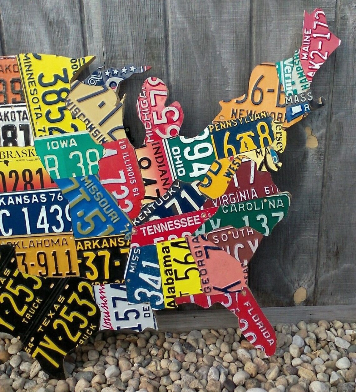 Large Cutout License Plate Map Art- All 50 States!!! - Etsy