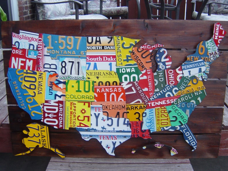 3D Hand Crafted License Plate Maps of the U.S. - Etsy