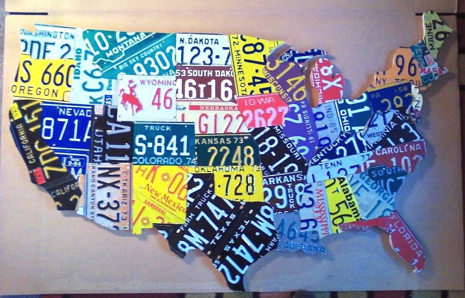 Large Cutout License Plate Map Art- All 50 States!!! - Etsy