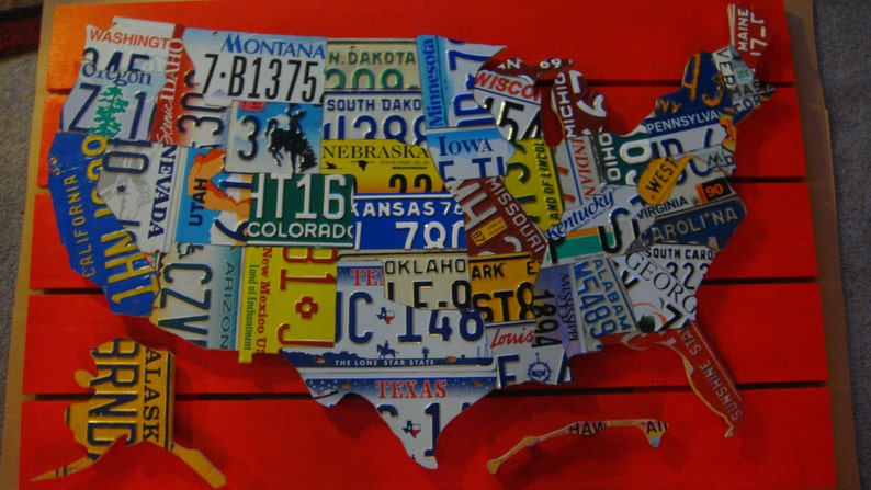 3D Hand Crafted License Plate Maps of the U.S. - Etsy