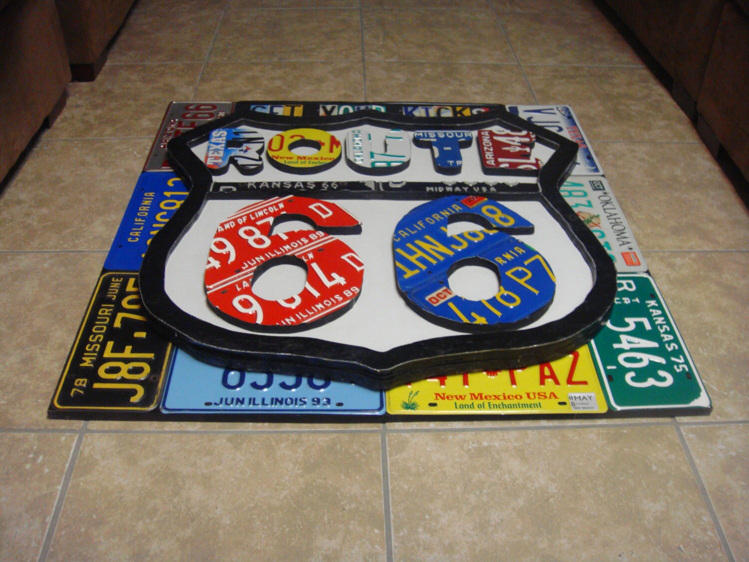 Route 66 Sign Made Out of Genuine License Plates!! - Etsy