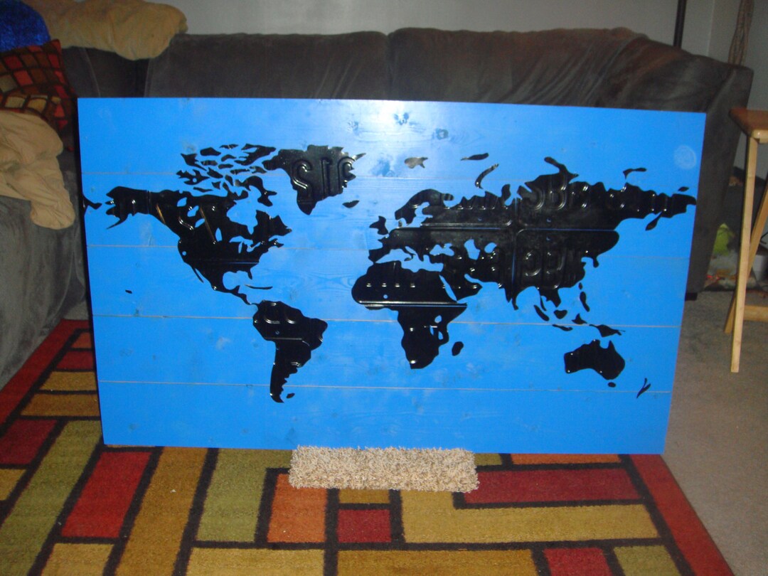 License Plate World Map!! Continents Made Out of Genuine License Plates ...