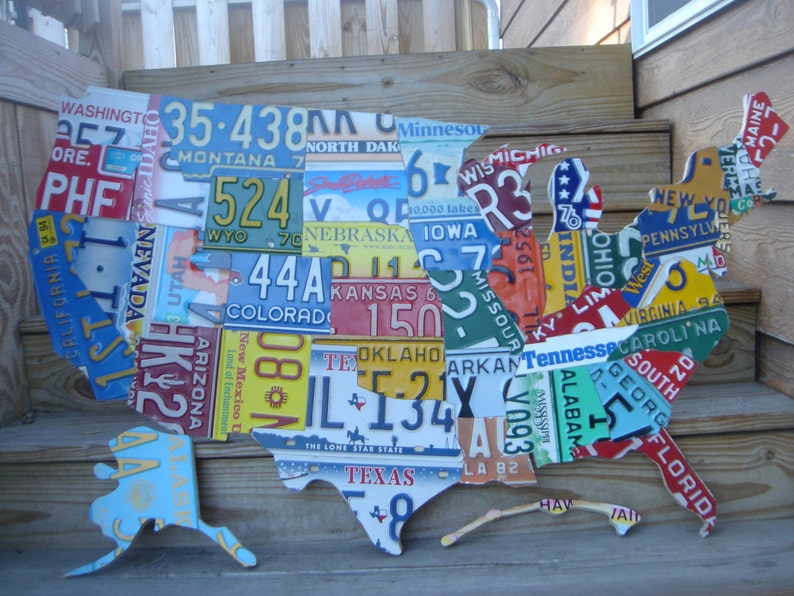 Cutout Hand Crafted License Plate Maps of the U.S.!!!! - Etsy