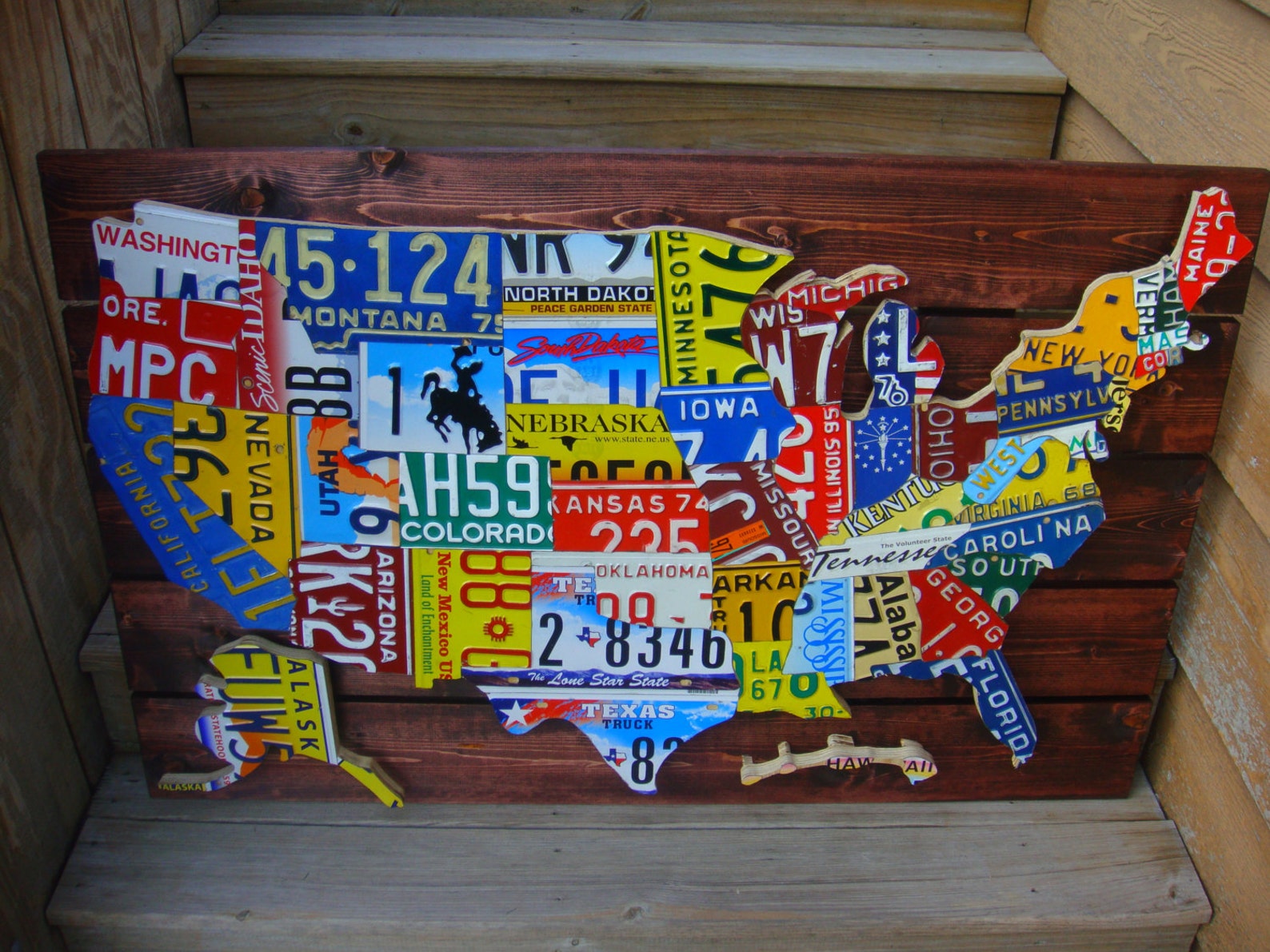 3D Hand Crafted License Plate Maps of the U.S. - Etsy