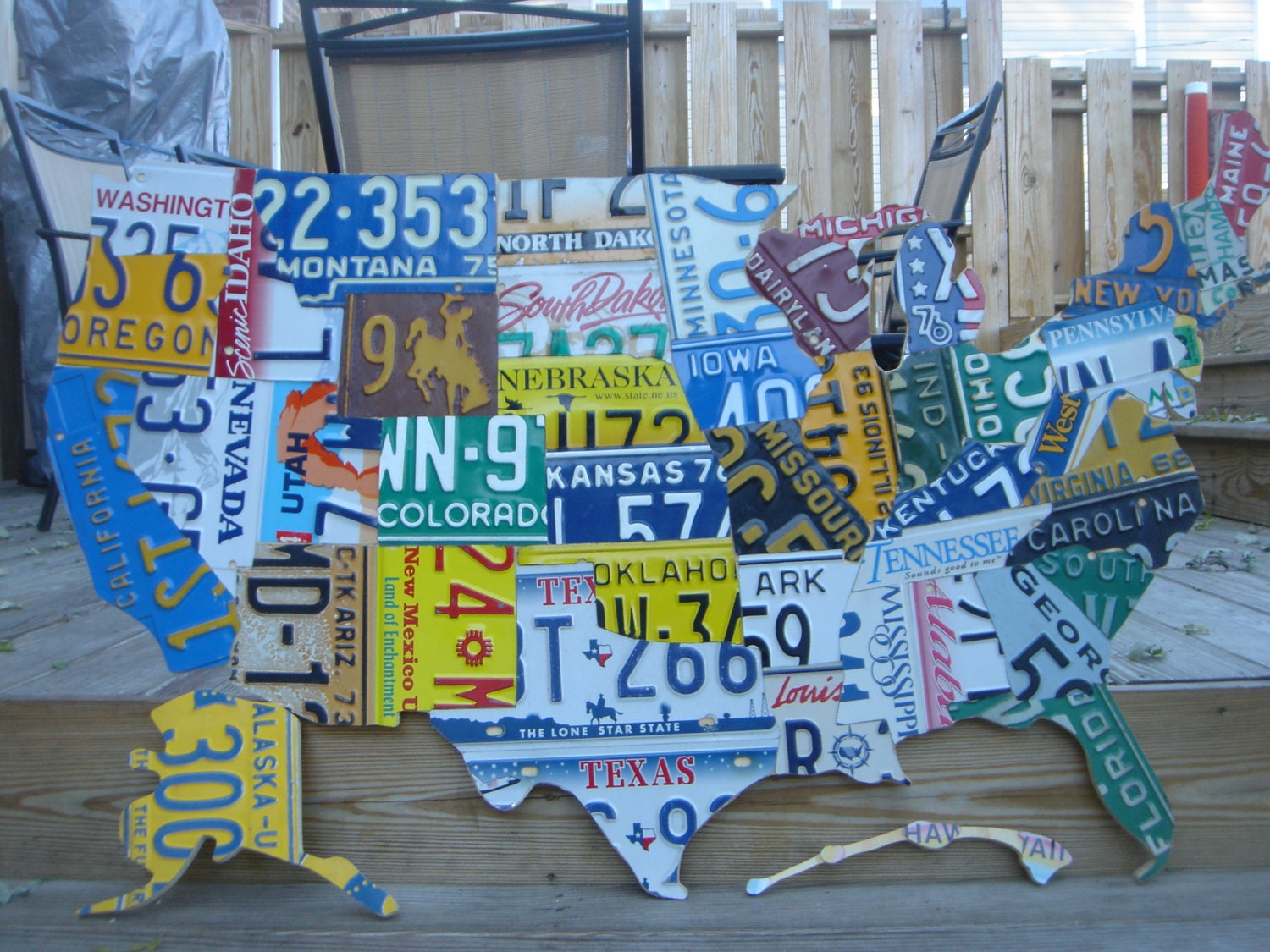 Cutout Hand Crafted License Plate Maps of the U.S.!!!! - Etsy
