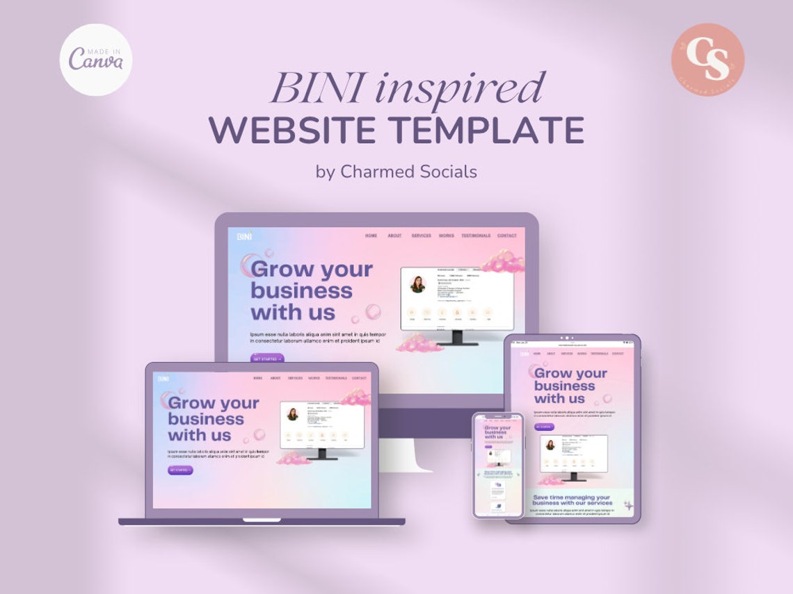 BINI Inspired Canva Website Template Cotton Candy Galaxy Y2K Web Design ...