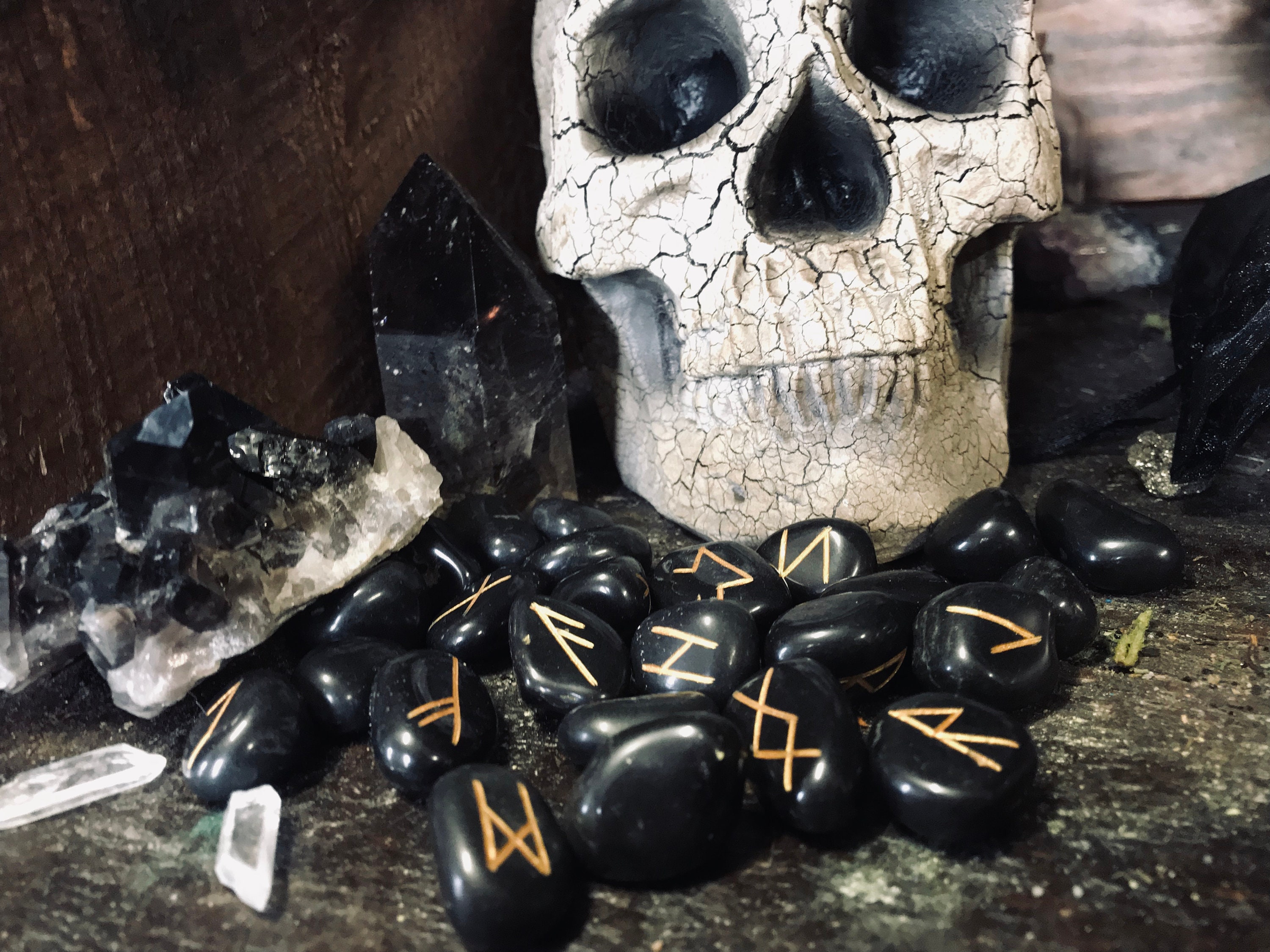 Runes-Viking Runes-Obsidian Rune-Rune Set-dark rune Witch | Etsy