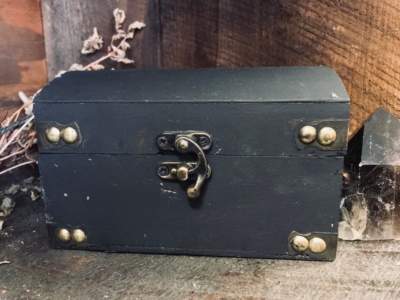 Black Treasure Box-black Box Wooden Box Memory Box Keepsake | Etsy