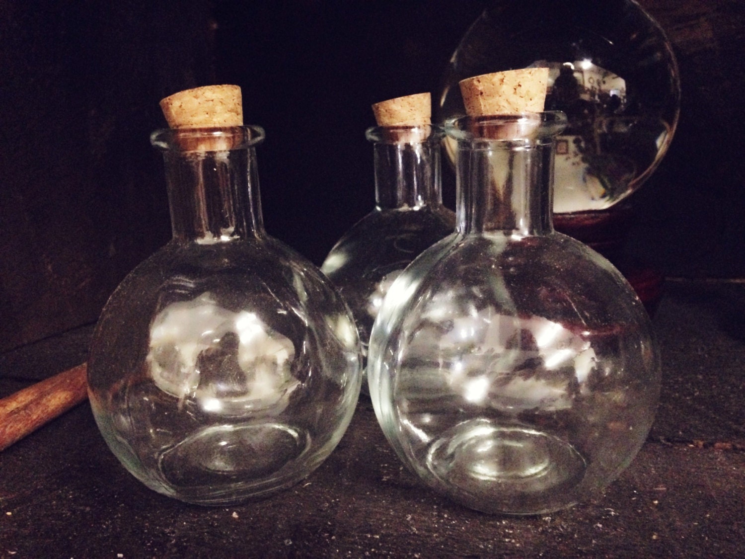 Glass Potion Bottle-Long Neck Round Glass-Potion | Etsy