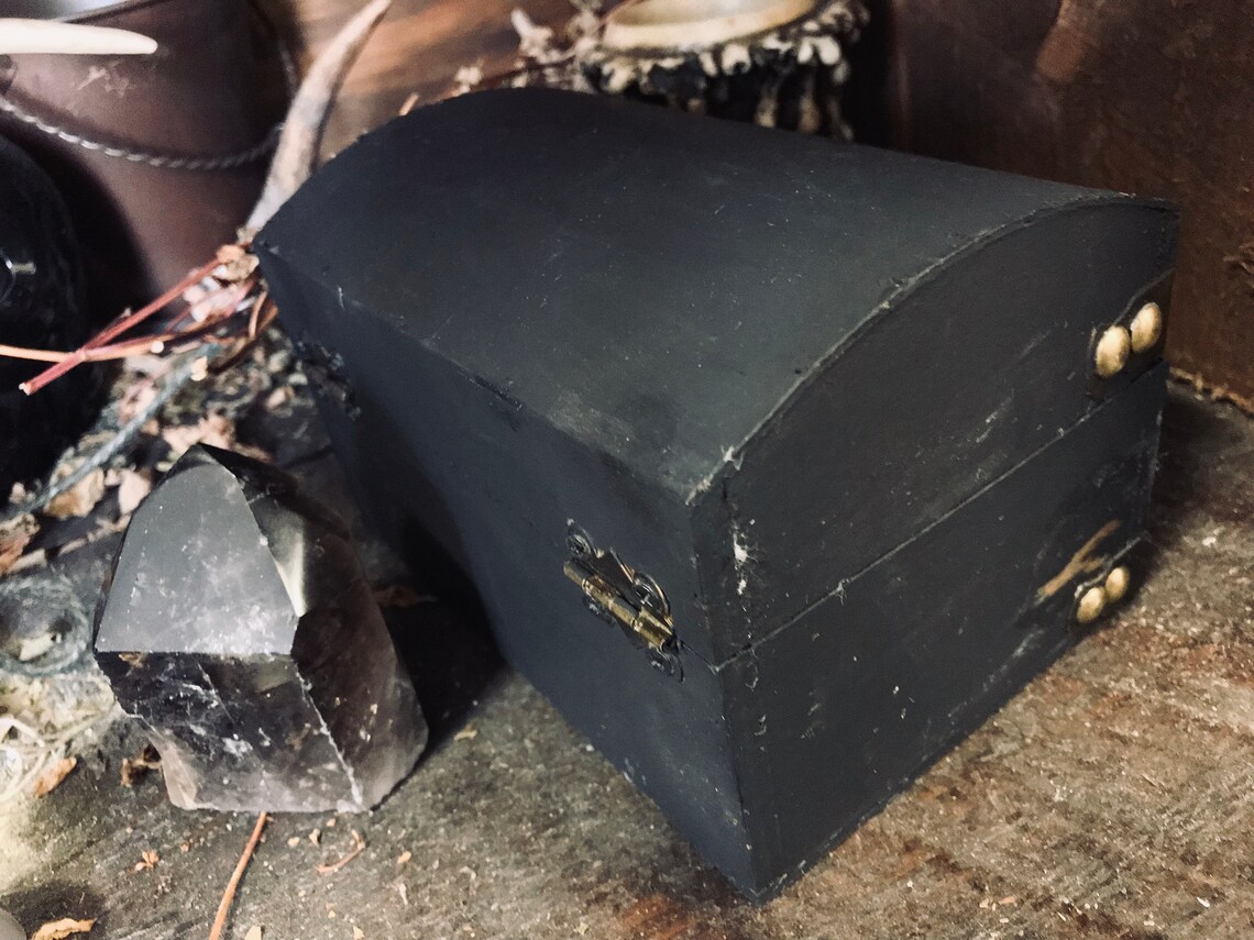 Black Treasure Box-black Box Wooden Box Memory Box Keepsake - Etsy