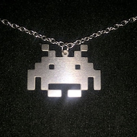 Pixel 8 Bit Nintendo Gamer Heart Shaped Outline Necklace Pendant Punk ...