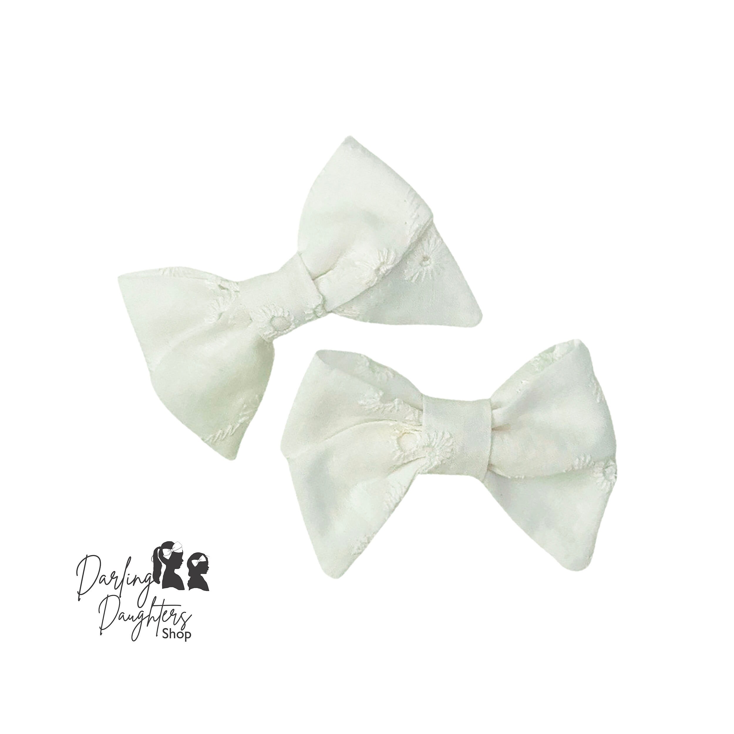White Eyelet Pigtail Bows Girls Hair Accessories Piggy Tail - Etsy