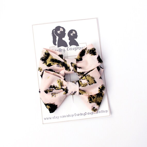 Pink Leopard Hair Bow Animal Print Bow Toddler Girl Hair | Etsy