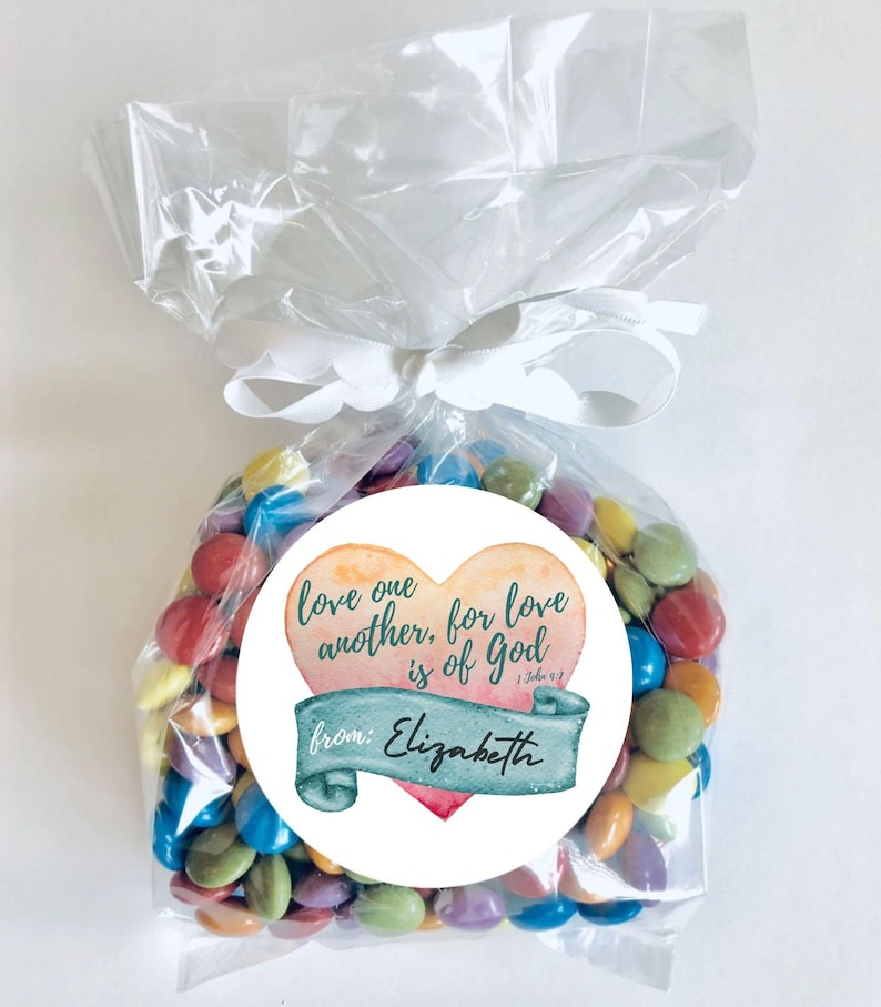 Printable Valentine Love One Another Bible Verse Sticker Label | Cookie ...