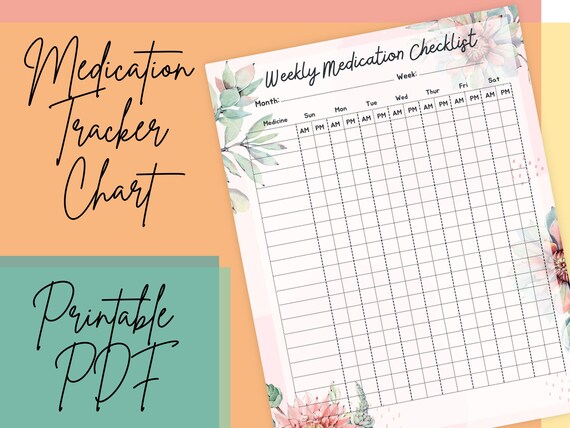 Weekly Medication Checklist Tracker Chart Printable PDF - Etsy