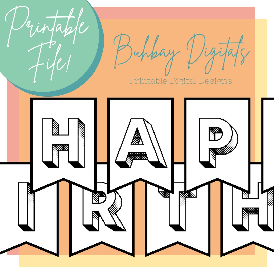 Happy Birthday Party Banner - Printable Digital File - Simply Download ...