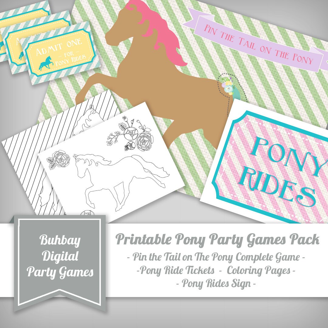Printable Pony Party Game Pack - Instant Download! - Girl's Birthday ...