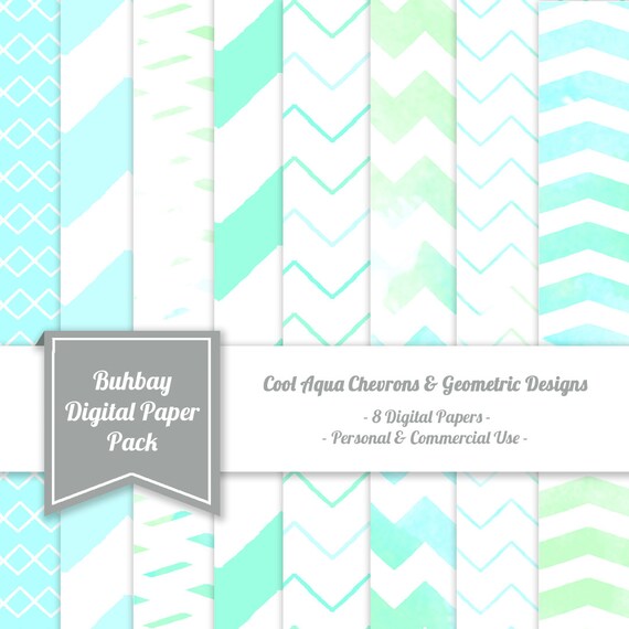 Aqua Digital Paper Pack INSTANT DOWNLOAD 12x12 High | Etsy