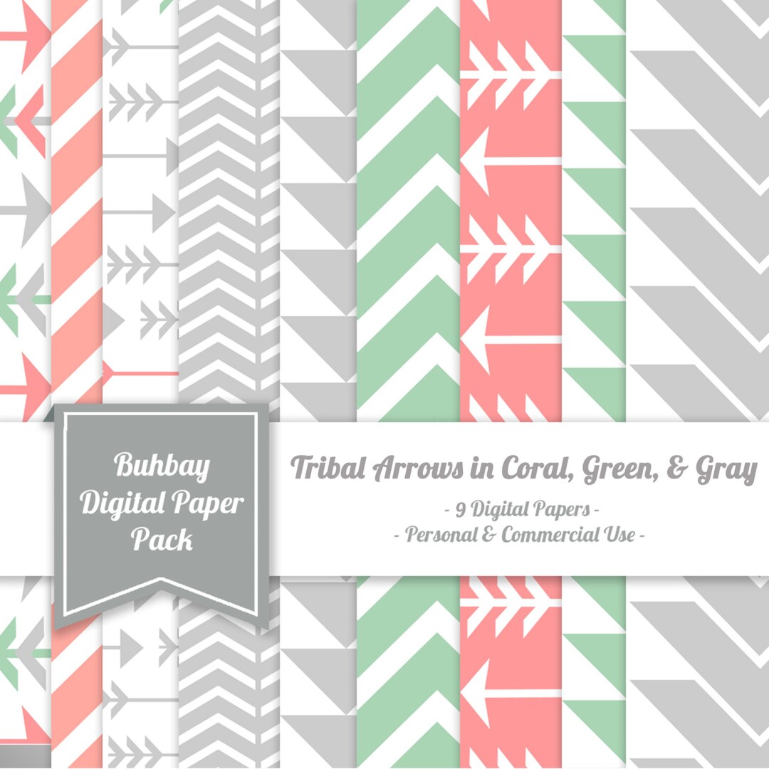 Tribal Arrows Digital Paper Pack - Set of 9 - INSTANT DOWNLOAD - 12x12 ...
