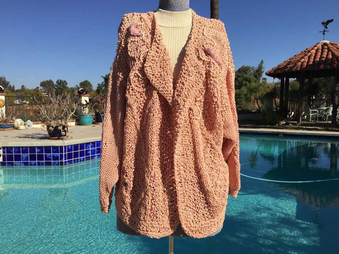 WEARABLE TEXTILE ART, This Cardigan is Hand Knit and One of a Kind, One ...