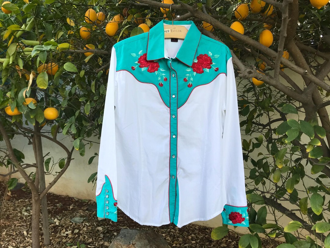 WESTERN SNAP Shirt Rock & Roll Barrel Racer Size Medium to Large ...