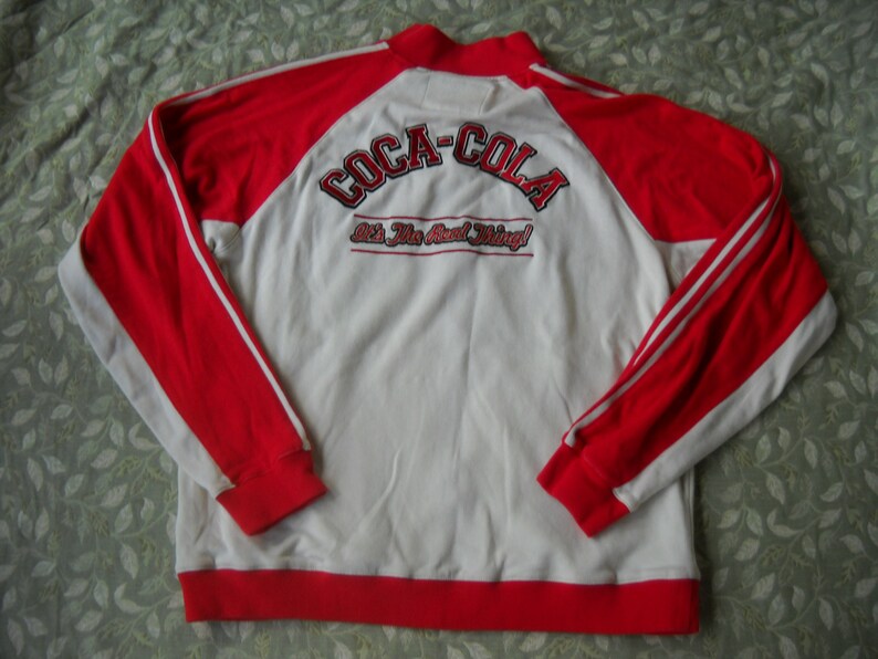 Coca Cola Track Jacket, Cotton Knit in Size Large, Coca Cola Brand With ...