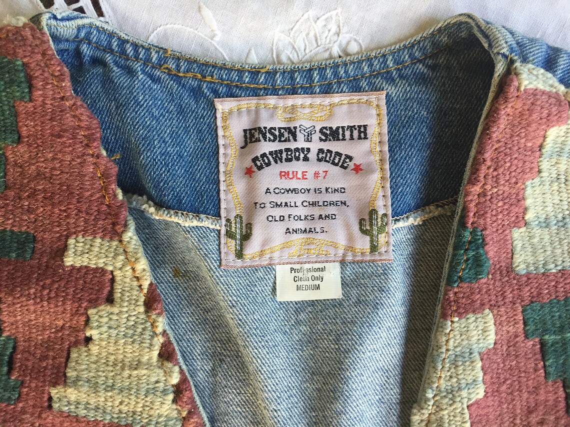 Famous JENSEN SMITH Kilim Cowboy Vest Size Medium Heavy Duty Kilim ...