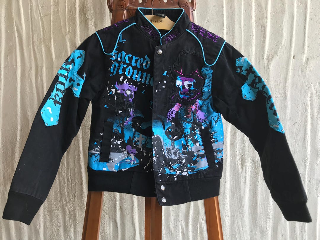 NASCAR JACKET Eastside Westside Sacred Ground Skeleton Motif Painted ...