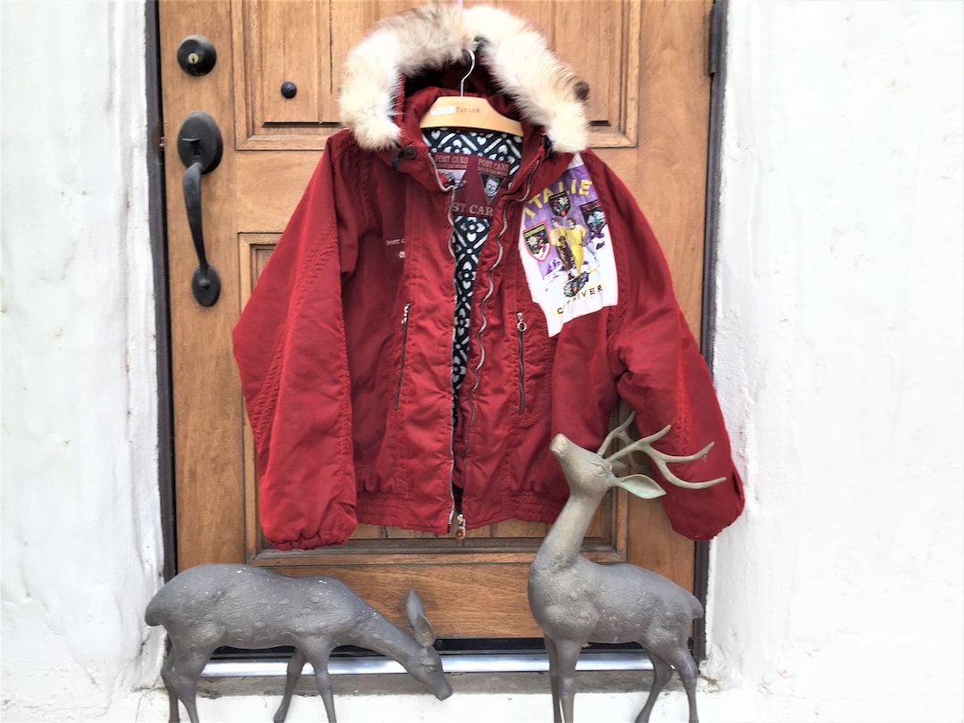 POSTCARD BELFE Spa Famous Italian Skiwear Burgundy Parka Size 46 Plush ...