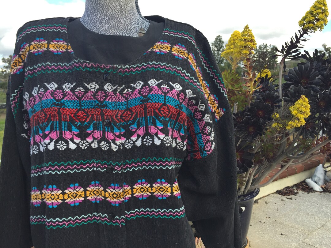 Handloomed Guatemalan Jacket Features Peacock Embroidery Versatile ...