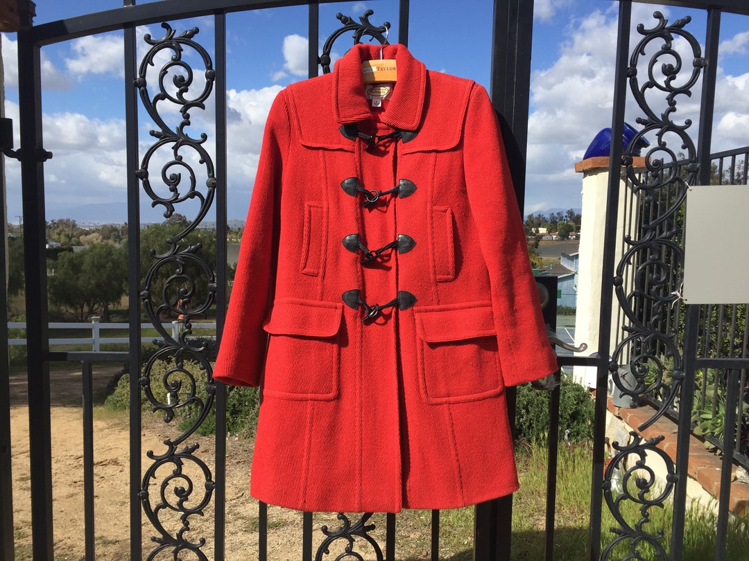 Fire Engine Red Toggle Coat by TALBOTS Size 6 Wool Blend Great Toggle ...